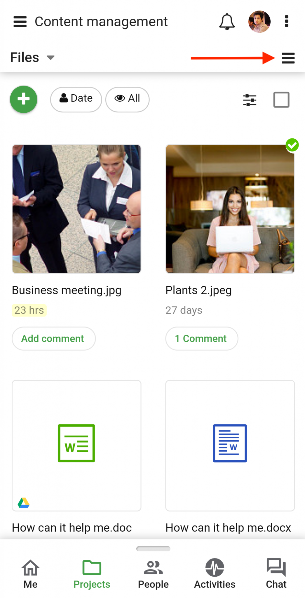 List and Grid view for Files- ProofHub Mobile Help