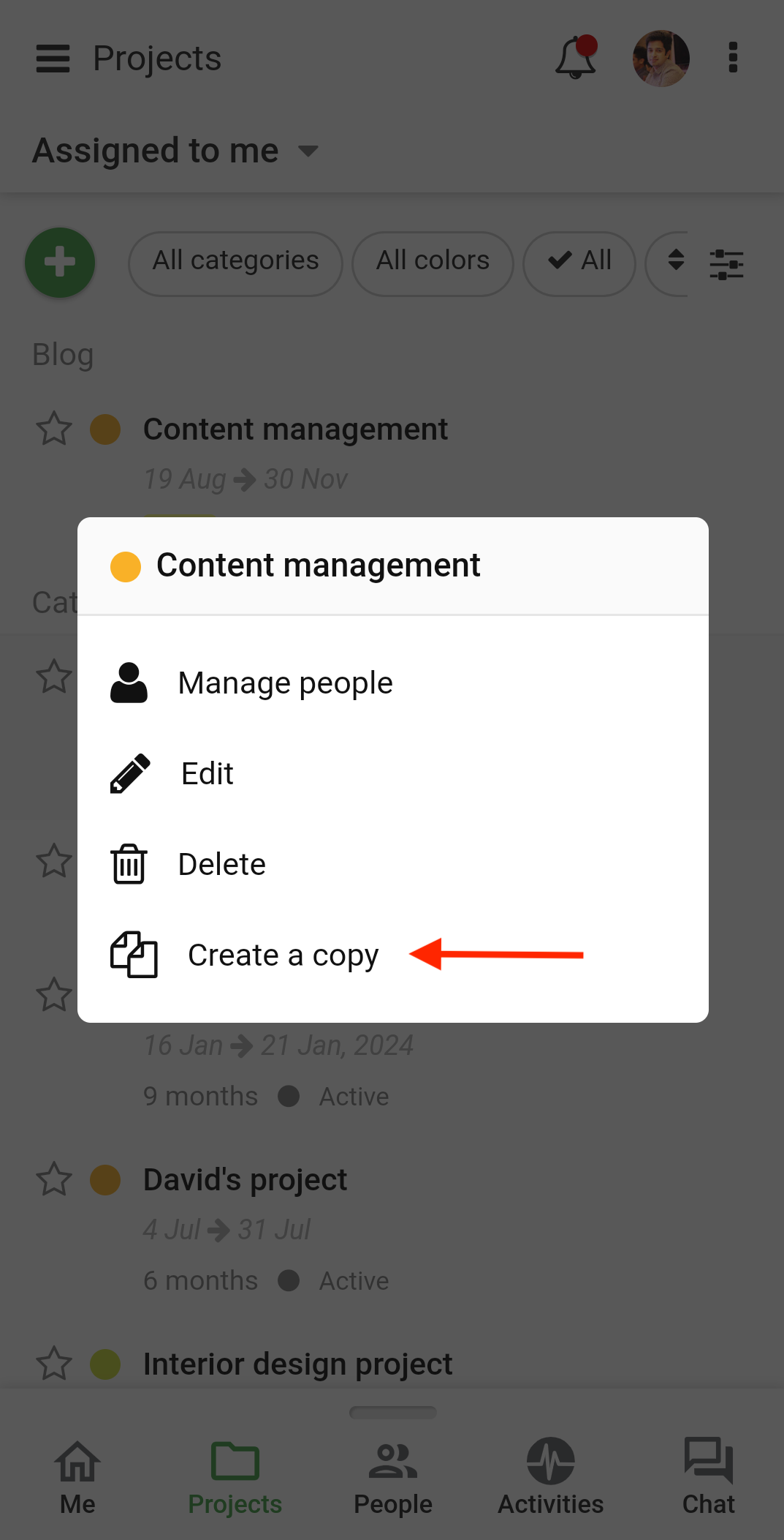Project Settings Proofhub Mobile App