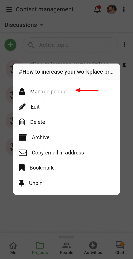 Manage Discussions - ProofHub Mobile App