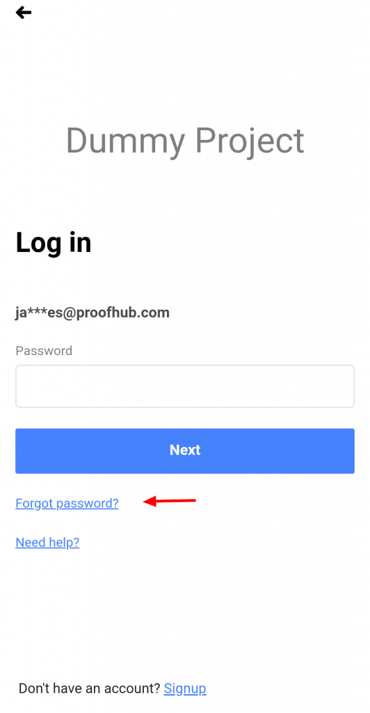 Forgot Password- ProofHub Mobile Help