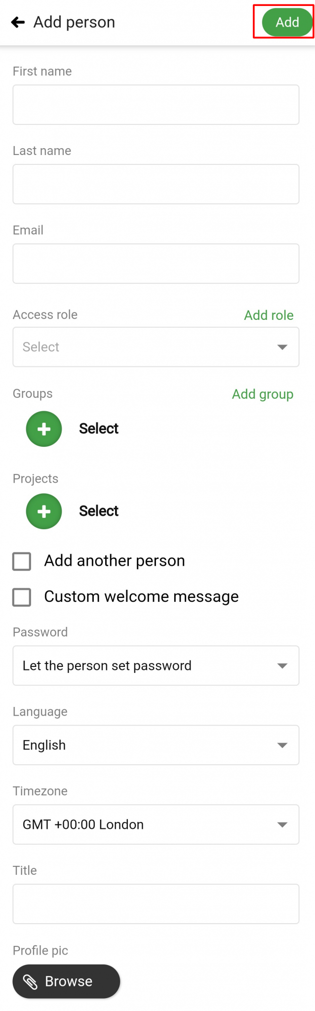 Add People- ProofHub Mobile Help