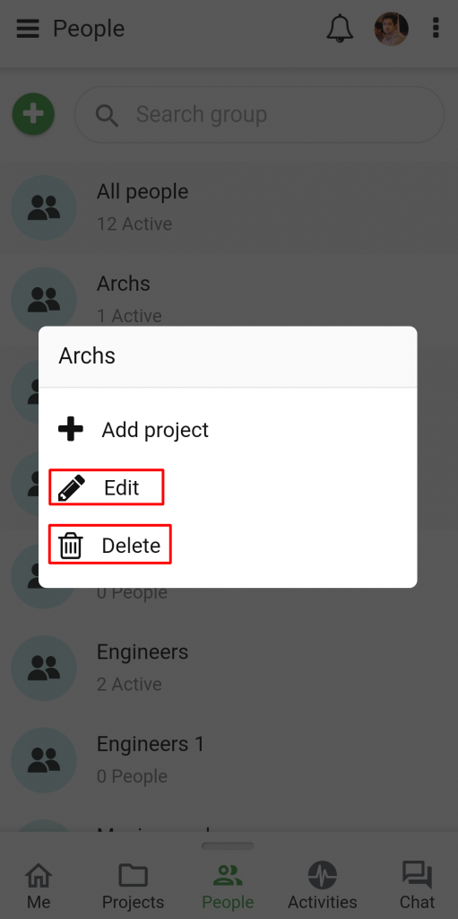 Edit and Delete Groups- ProofHub Mobile Help