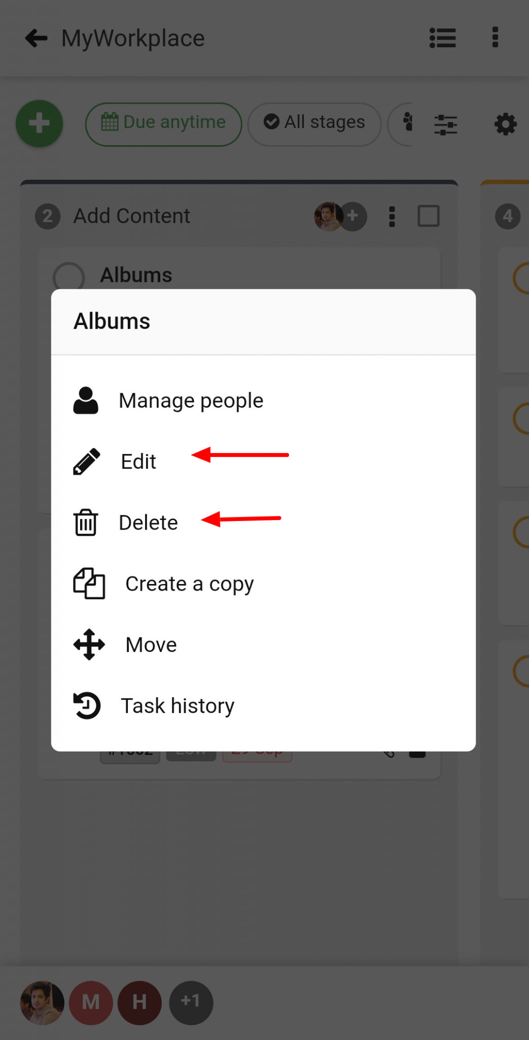 Edit Delete Tasks List and Tasks - ProofHub Mobile App