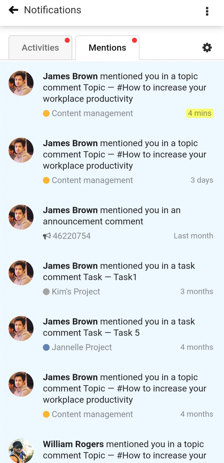 Mentions- ProofHub Mobile Help