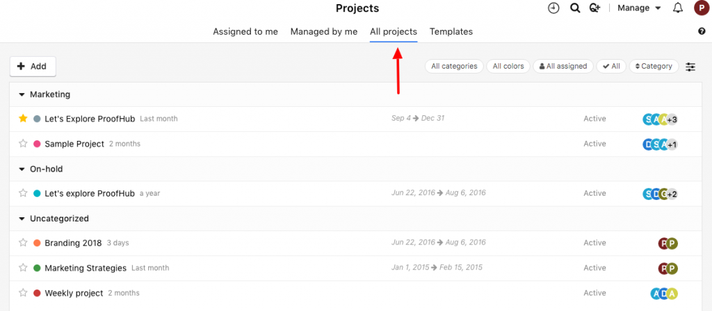 My Projects - ProofHub Help & Support