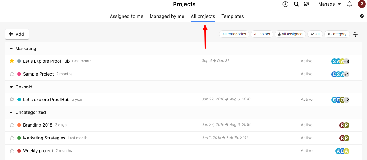My Projects - ProofHub Help & Support