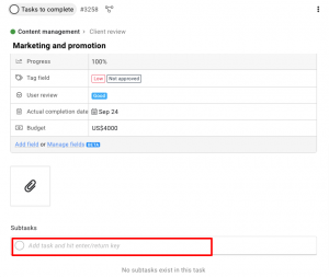 Add subtasks - ProofHub Help & Support