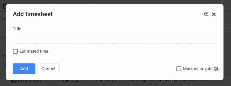 Add Timesheet and Time - ProofHub Help & Support