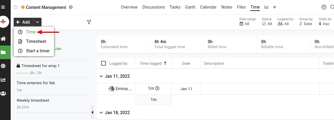 Add Timesheet and Time - ProofHub Help & Support