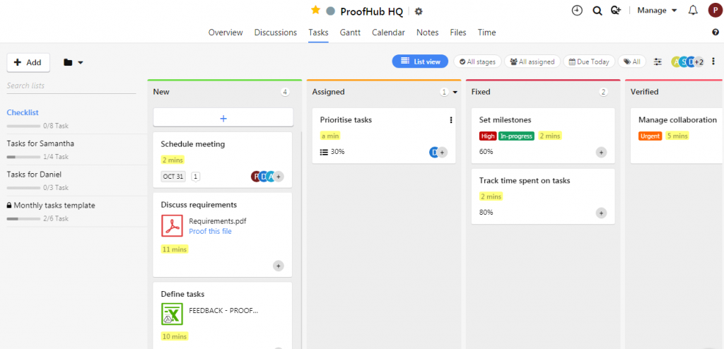 Introduction To Tasks - ProofHub Help & Support