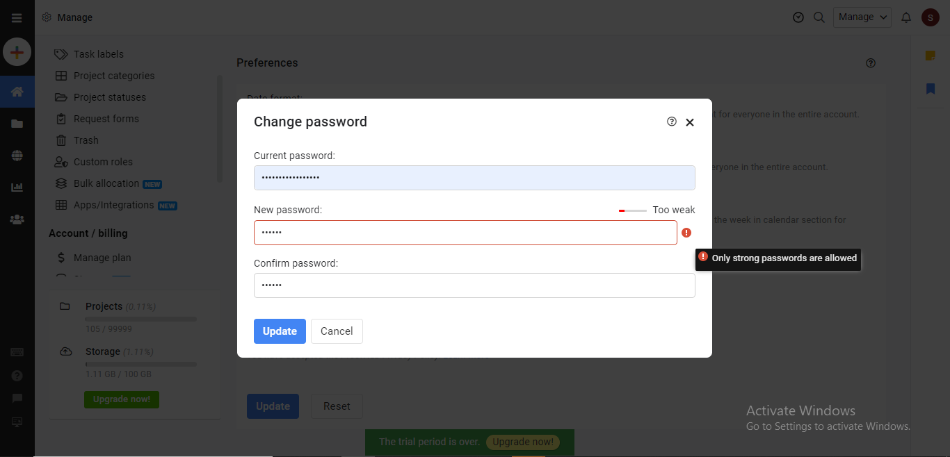Change Password - ProofHub Help & Support