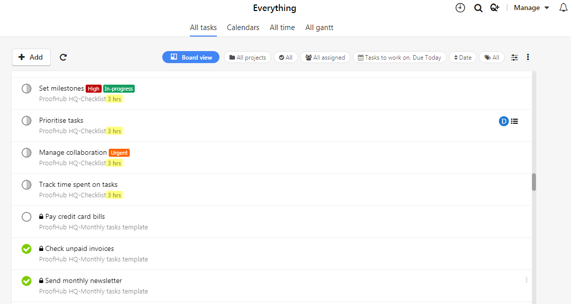All tasks - ProofHub Help & Support