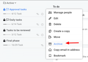Archive/Unarchive task lists and tasks - ProofHub Help