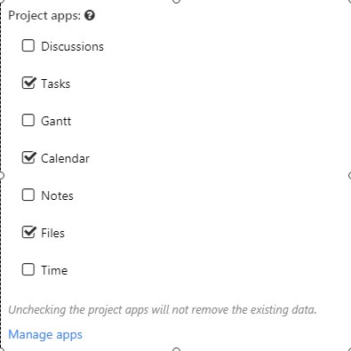 Select tabs for projects