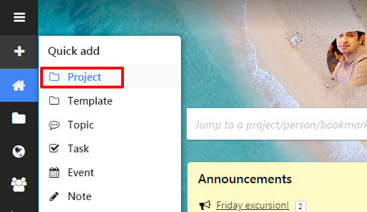 Select tabs for projects