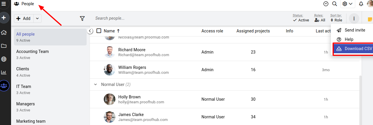 Export account data - ProofHub Help