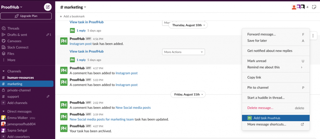 Connecting ProofHub with Slack (Beta) - ProofHub Help